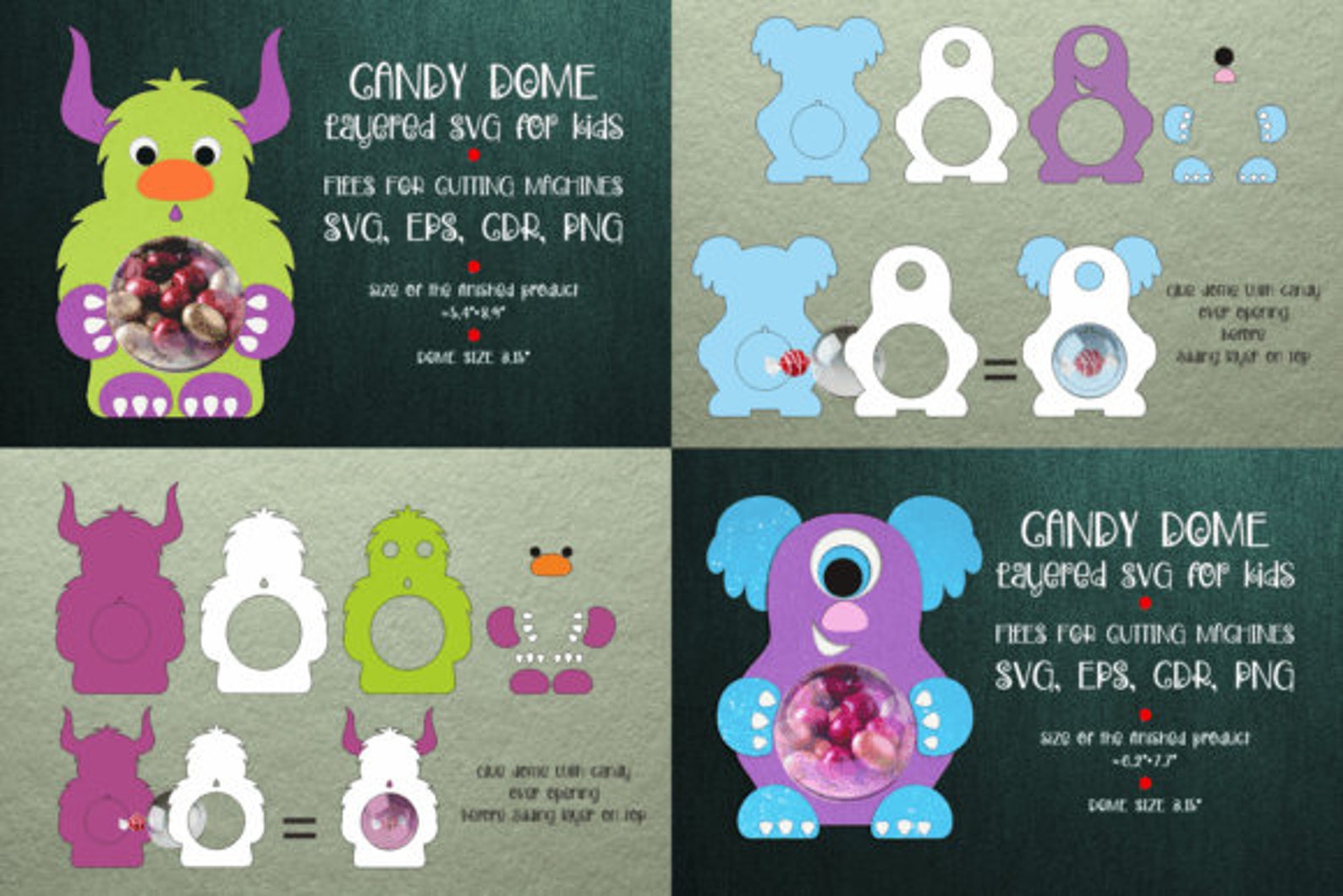 Cute Monster Candy Dome Bundle - Etsy