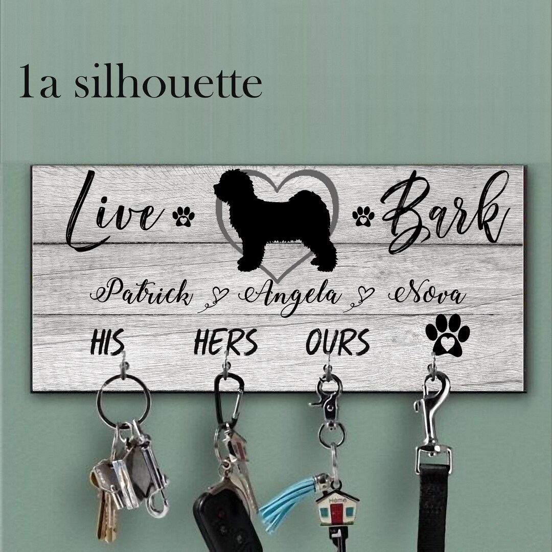 Personalized Gray Dog Lovers Key Leash Holder for Wall Custom Family ...