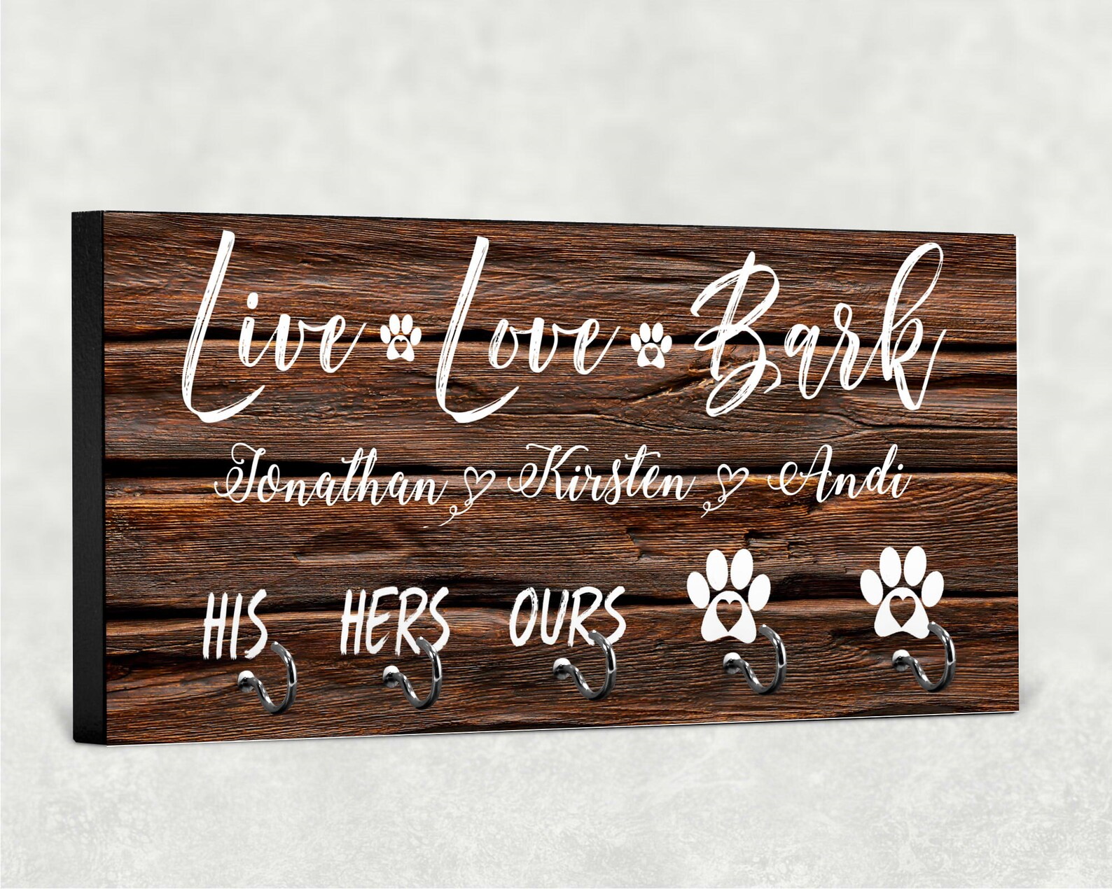 Personalized Family Dog Lovers Key Holder for Wall Custom Wood Key ...