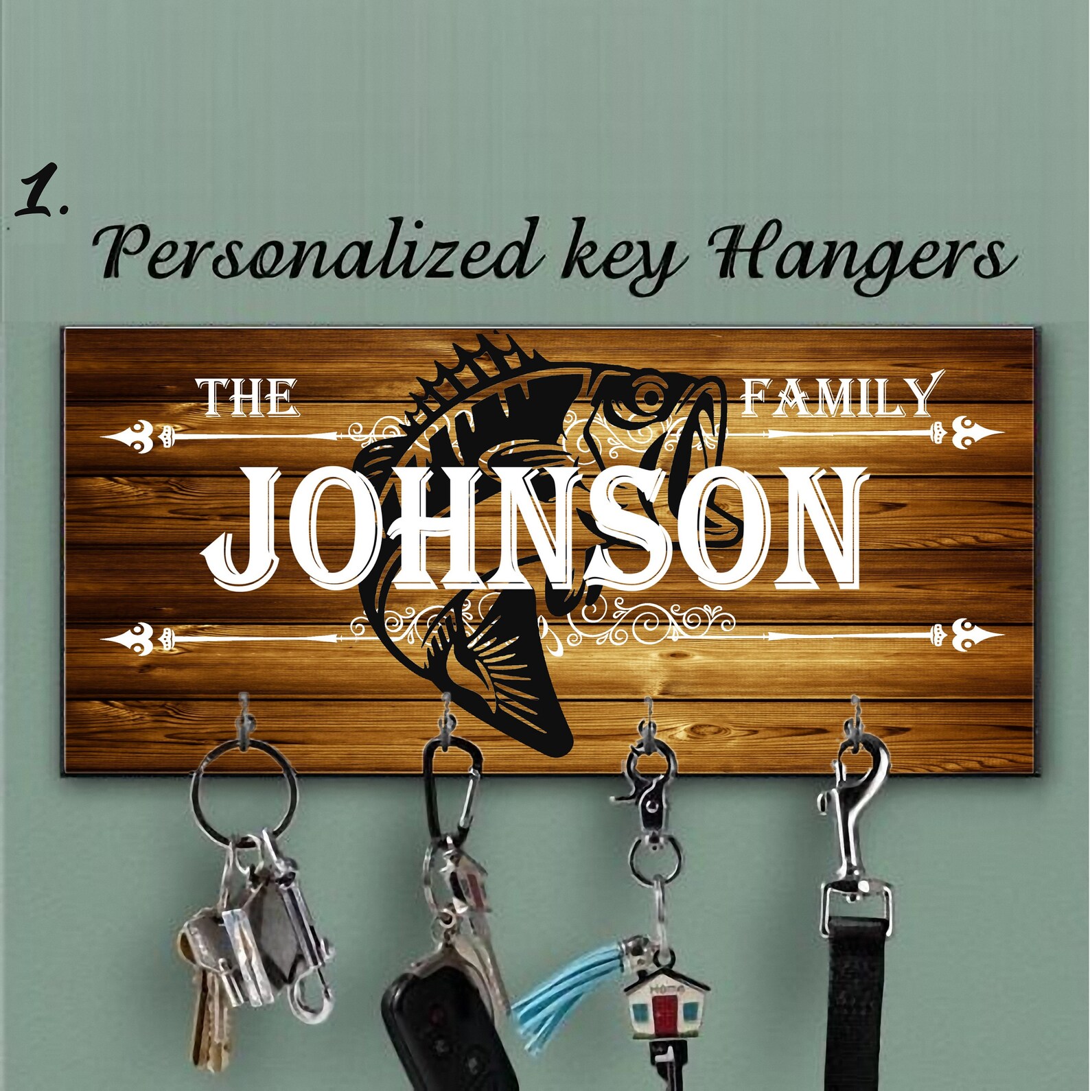Personalized Key Holder for Wall, Gift for the Fishing Lover, Holder ...
