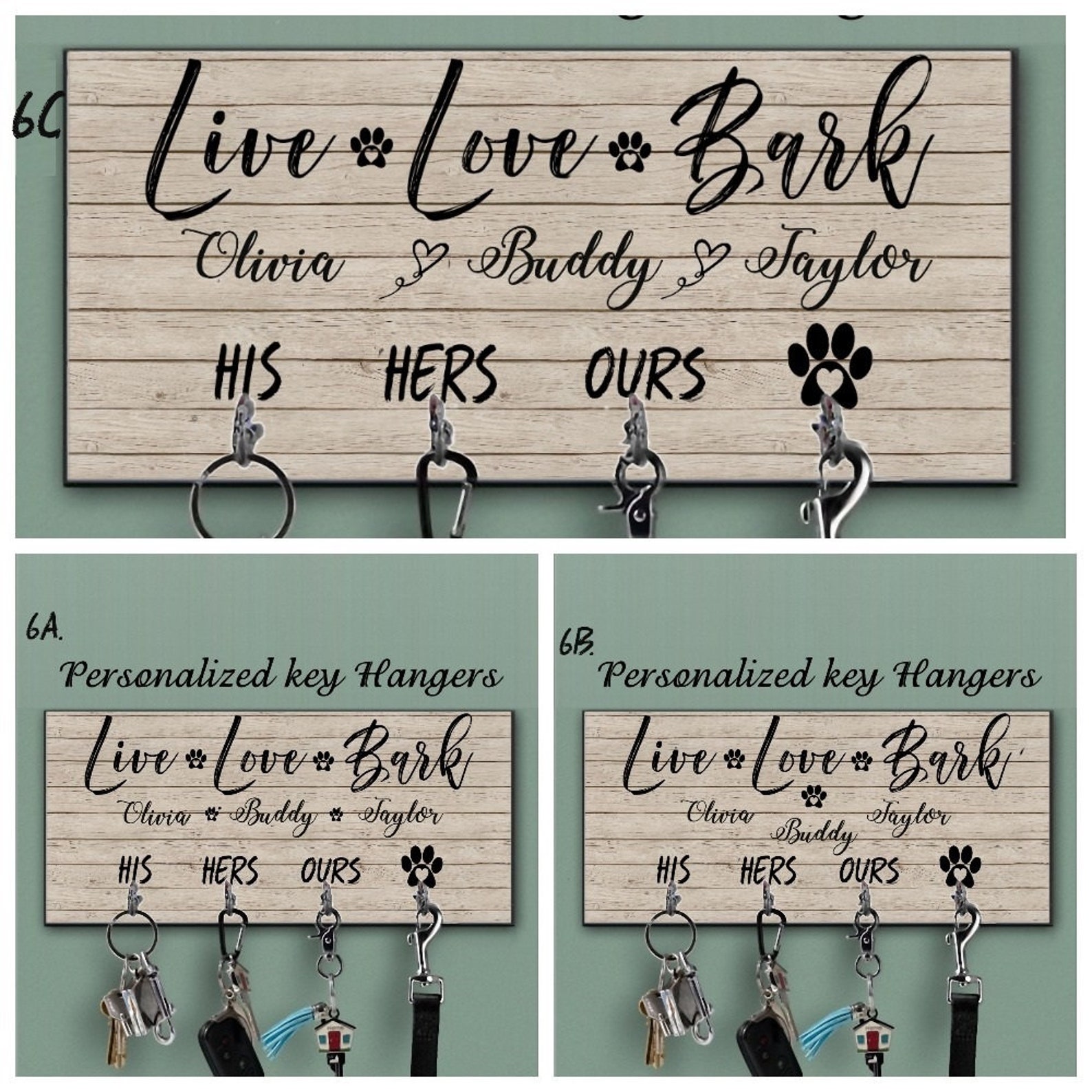 Dog Lovers Key Hanger- Custom Wood Key Holder for Wall- Personalized ...
