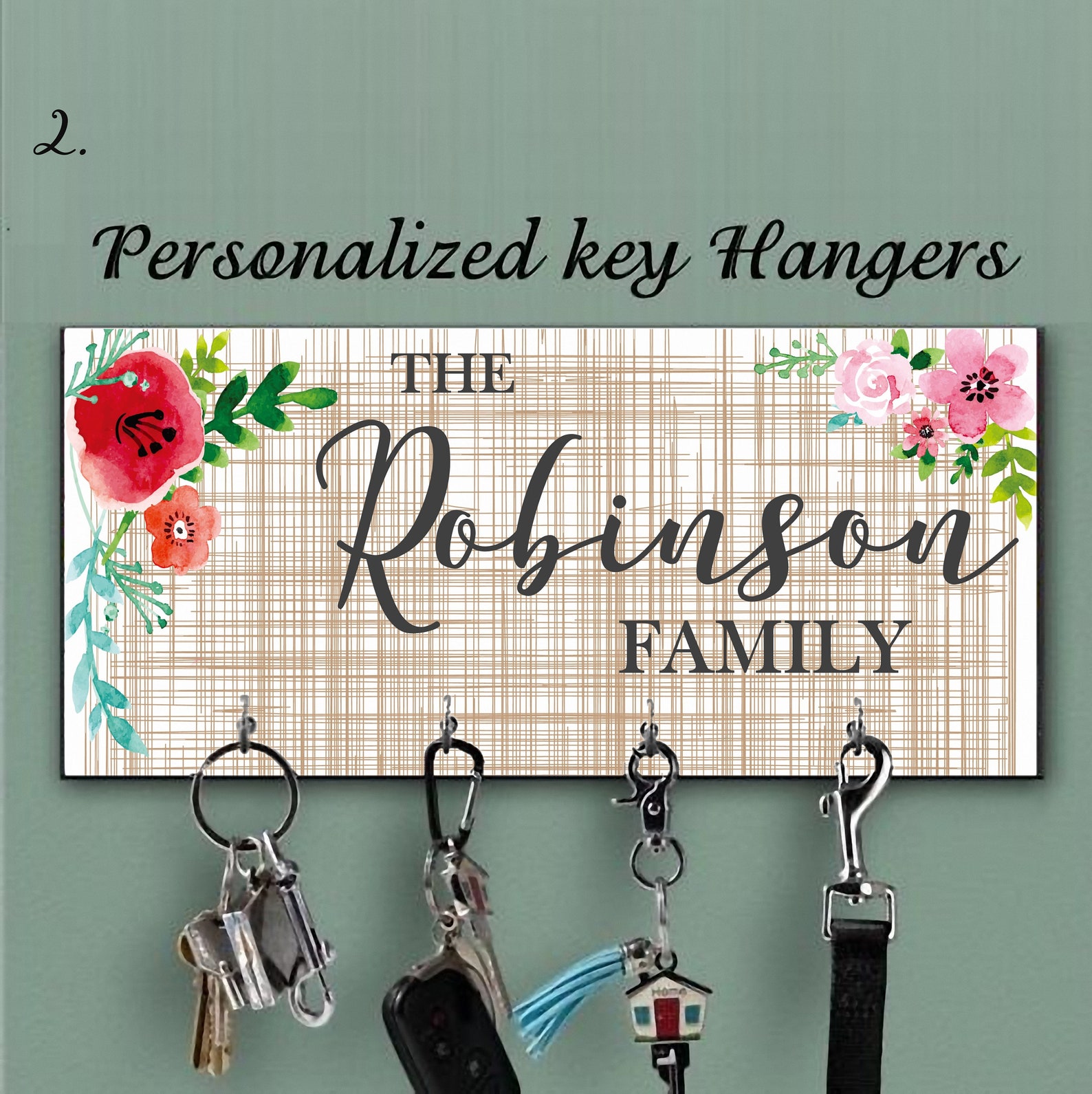 Personalized Key Holder Floral Key Holder Entryway - Etsy