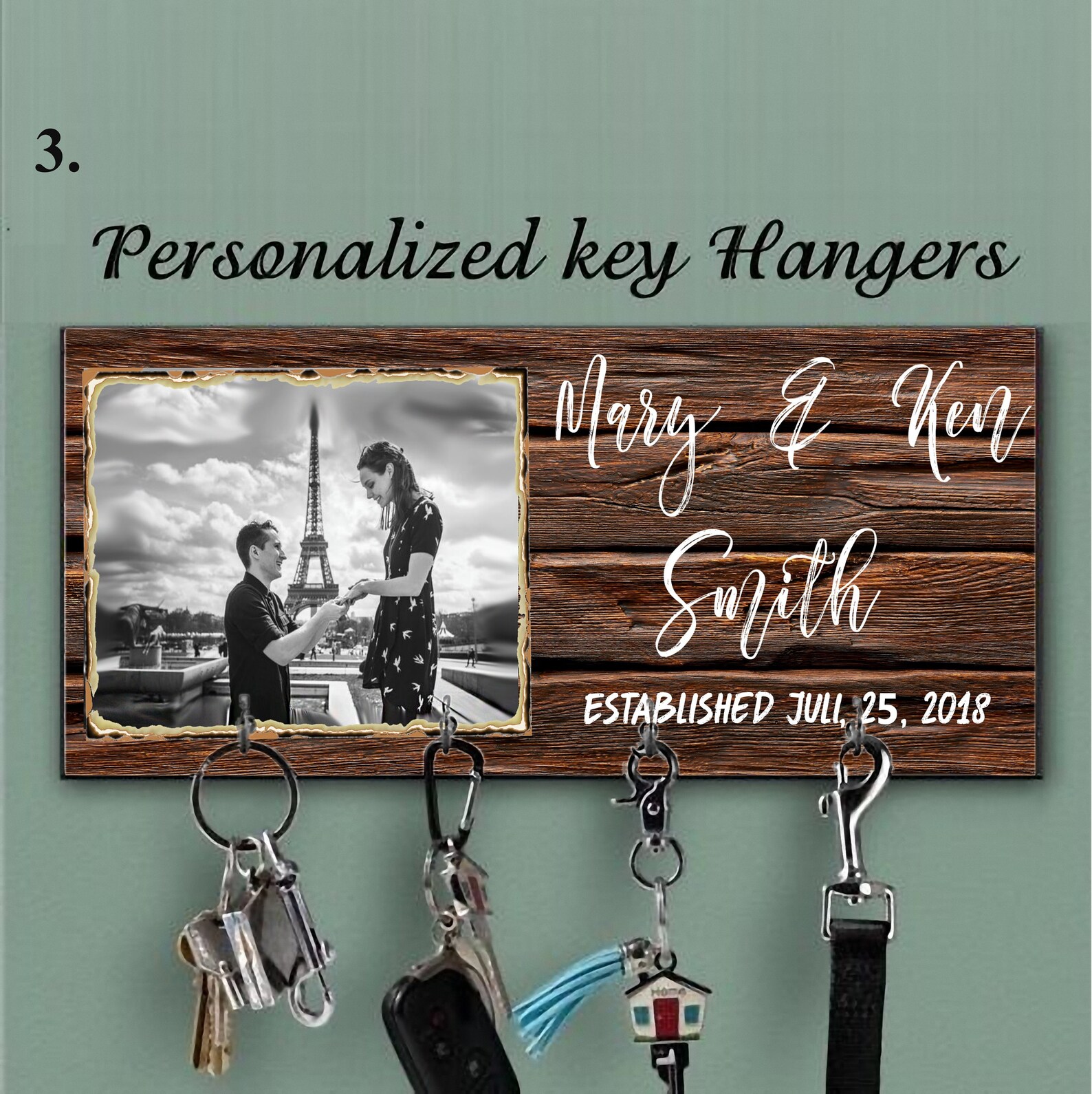 Personalized Key Holder, Custom Key Holder for Wall, Photo Key Hanger ...