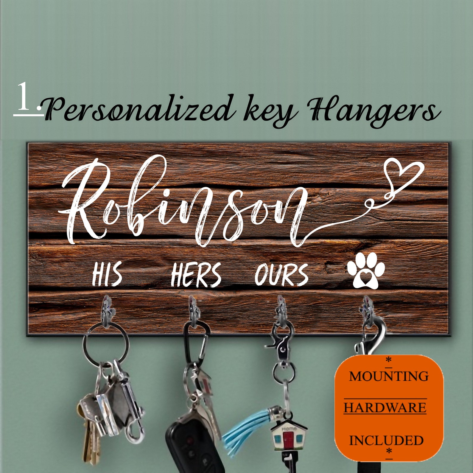 Personalized Key Ring Holder Custom Key Holder For Wall | Etsy