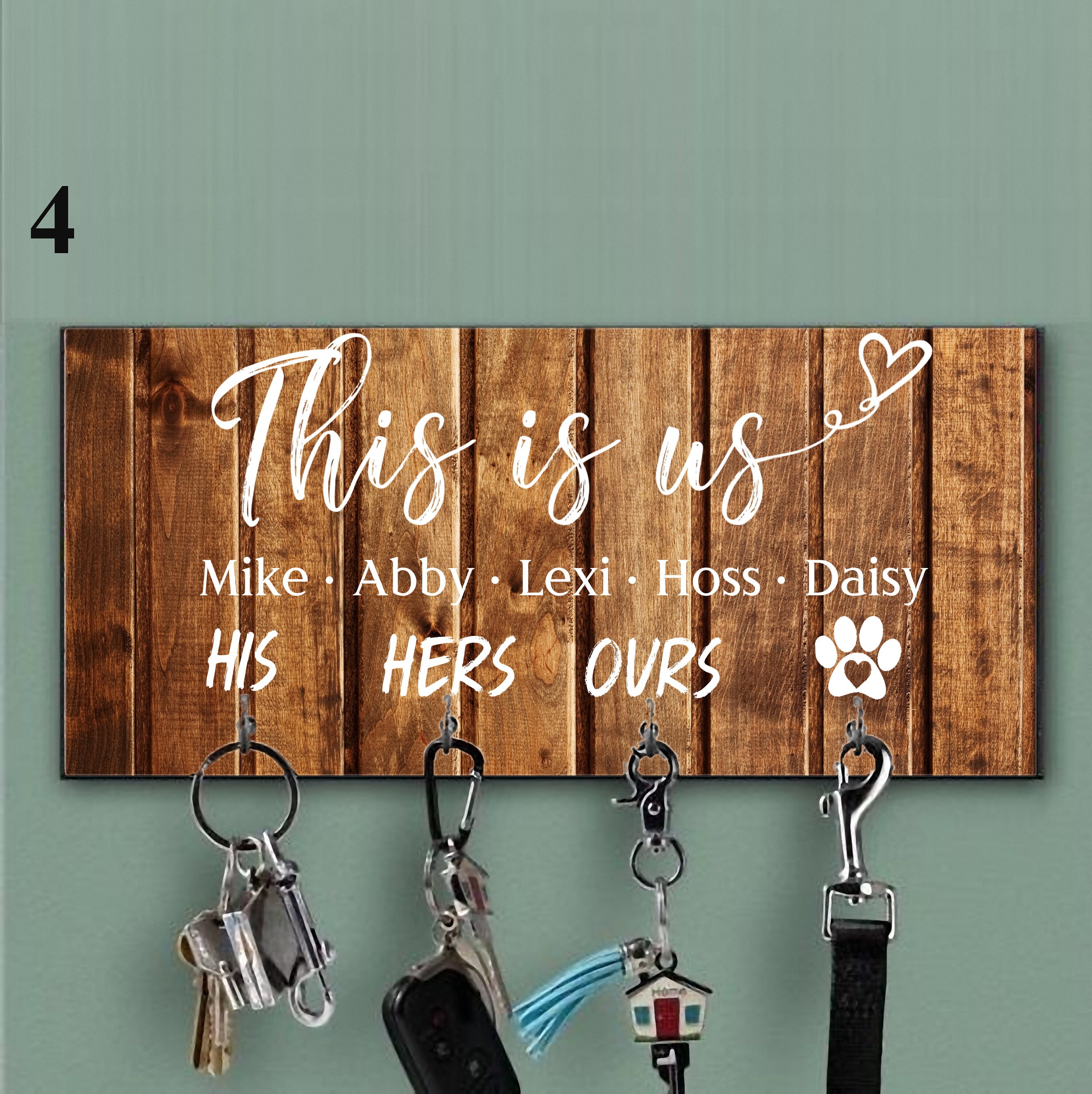 Personalized Lovers Key Holder- Custom Wood Key Holder for Wall- Key ...