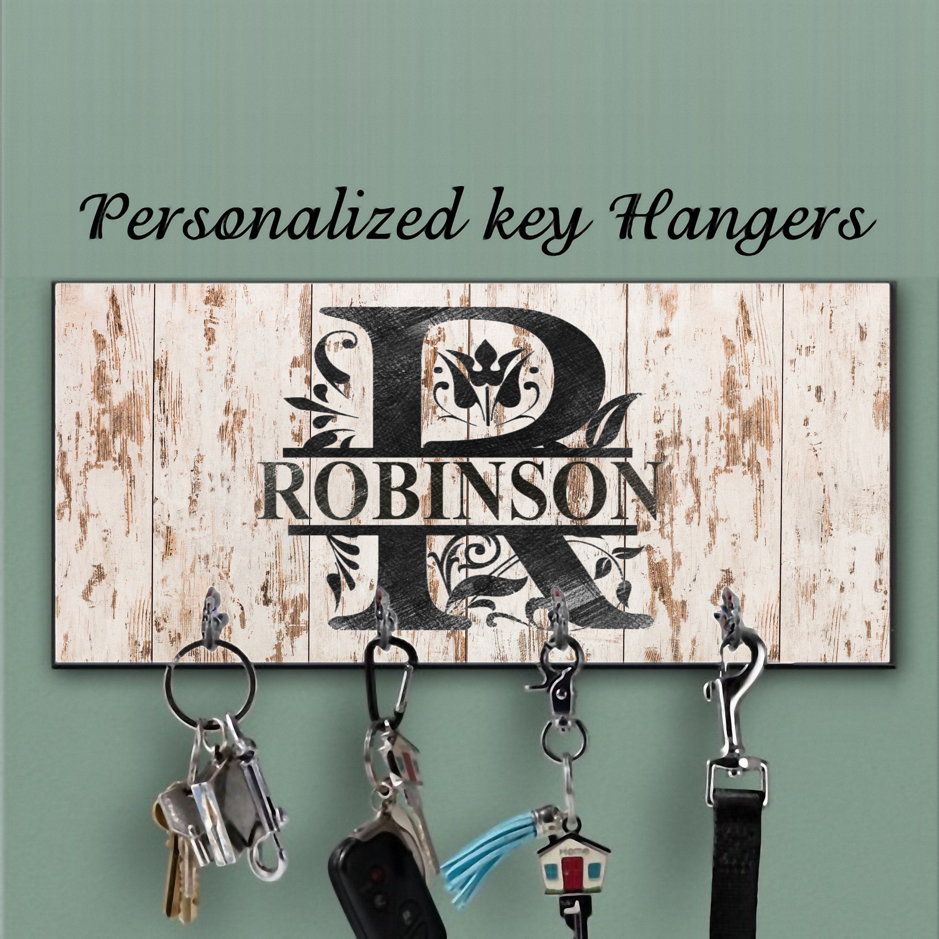 Beige Key Holder for Wall - Custom Key Hanger - Personalized Key Hanger ...