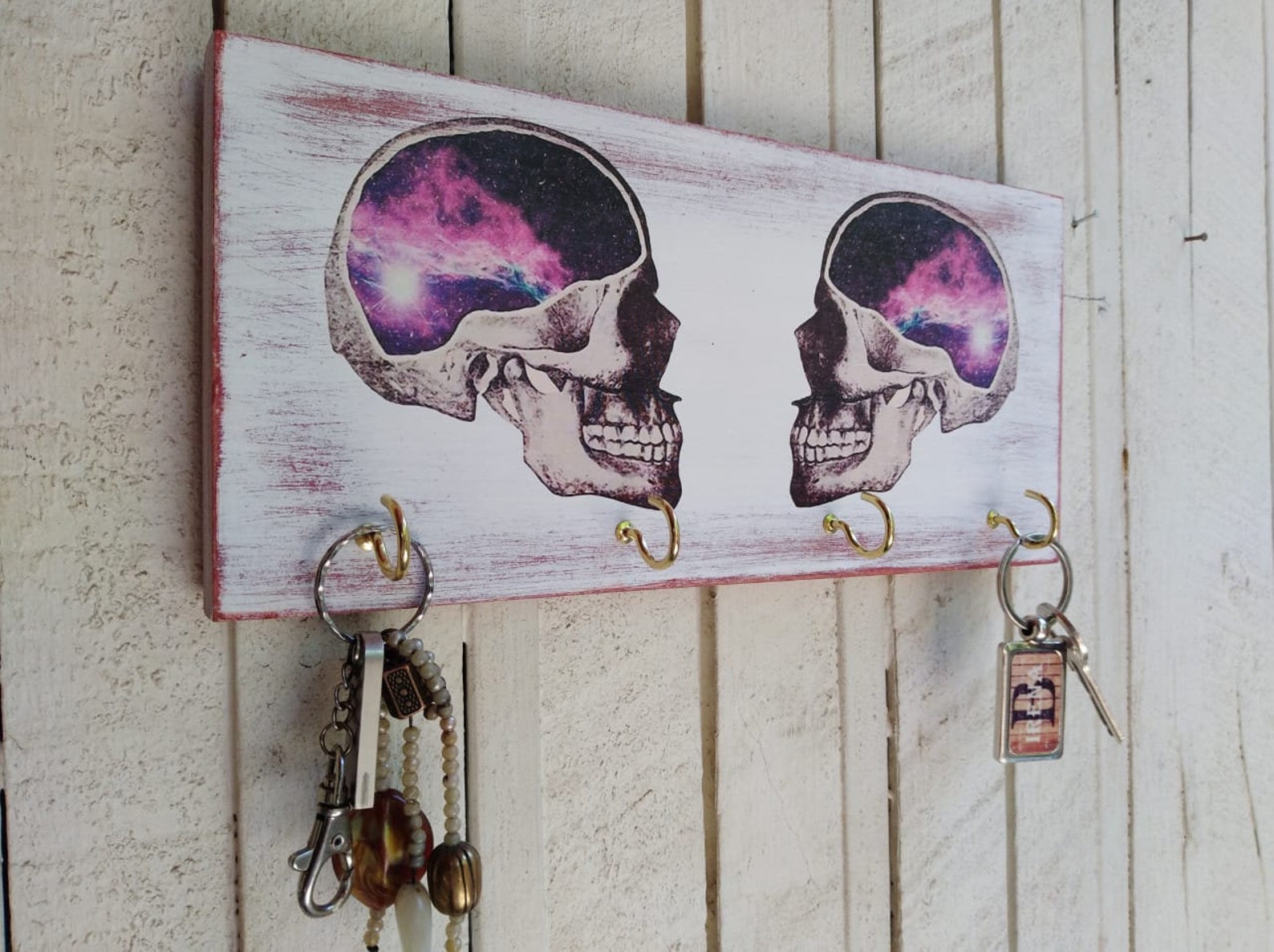 Skull Key Holder for Wall Decorativ Wood Key Hanger Sugar | Etsy