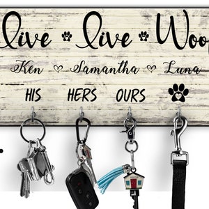 Personalized Family Dog Leash and Key Wall Hanger-housewarming Gift Dog ...
