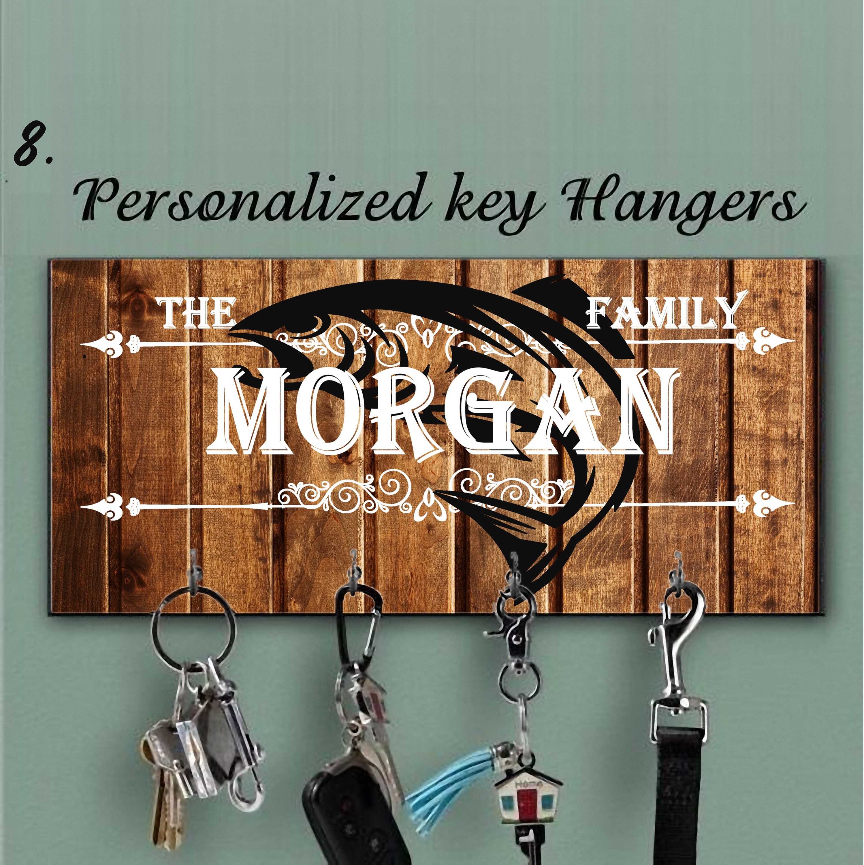 Personalized Key Holder for Wall Gift for the Fishing Lover - Etsy