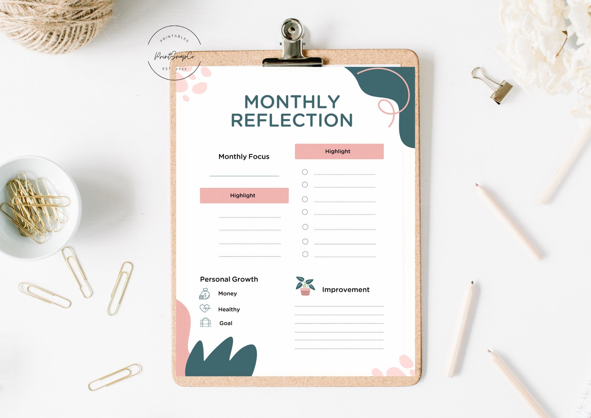 Monthly Reflection Tool Printable PDF A4 - Etsy