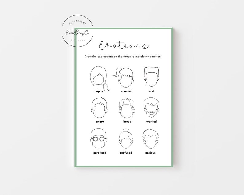 Identifying Emotions Worksheet Printable PDF A4 - Etsy Australia