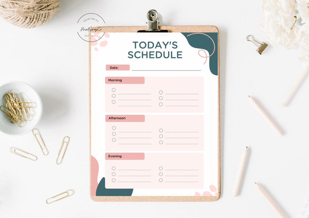 Daily Schedule Printable PDF - A4 - Etsy