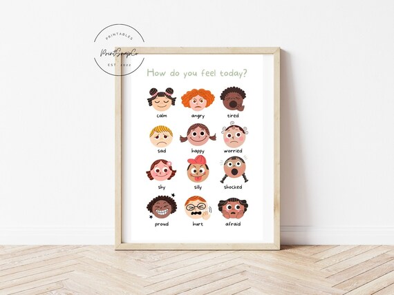 My Feelings Chart Illustrated Faces Printable PDF A4 and A5 - Etsy
