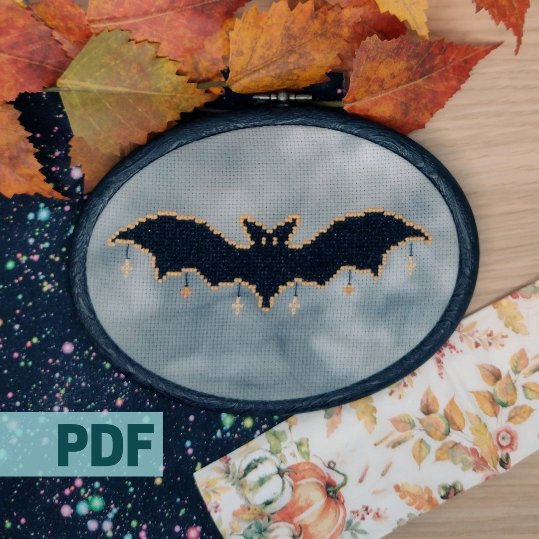 Falling Star Bat Cross Stitch Pattern Spooky Cross Stitch Gothic Easy ...