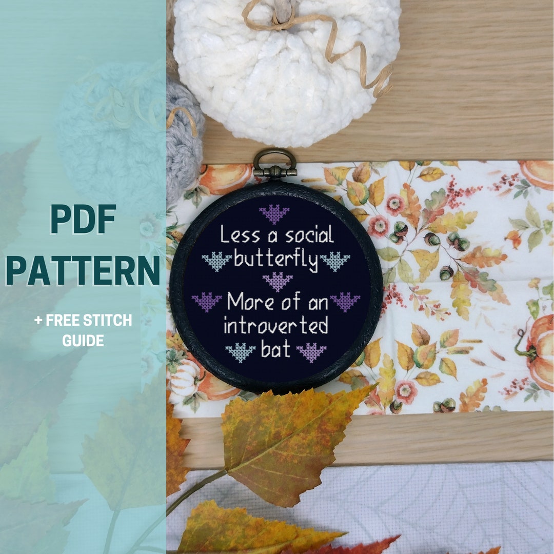 Introverted Bat Cross Stitch Pattern Halloween Cross Stitch PDF Pattern ...