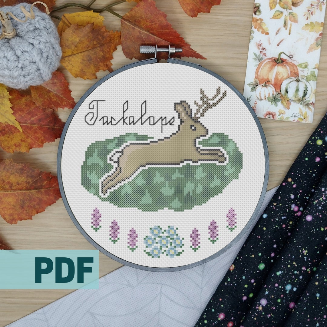 Jackalope Cross Stitch Pattern Mythical Creature Cross Stitch Cryptozoology Cryptid Easy to Read ...