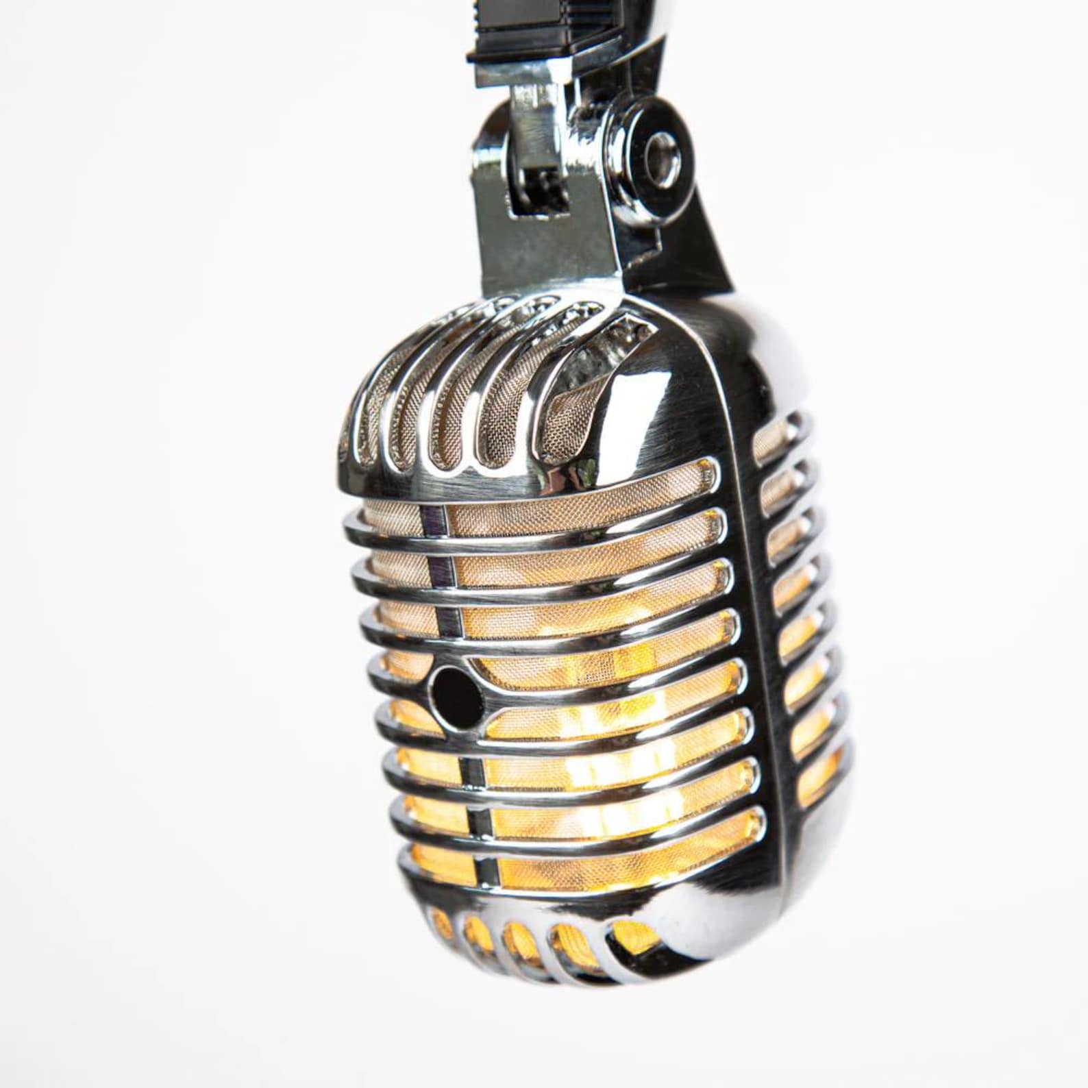 Hanging Retro Microphone Lamp - Silver / Vintage / Shure / Boxing / Man ...