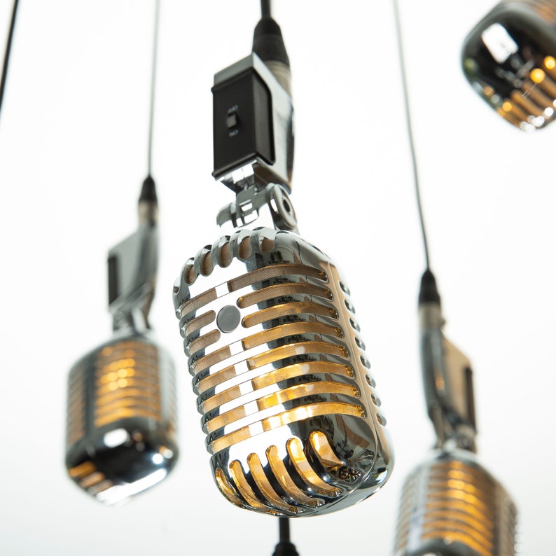 Hexa Retro Microphone Pendant Lamp - Silver Retro Light / Bar / Mancave ...