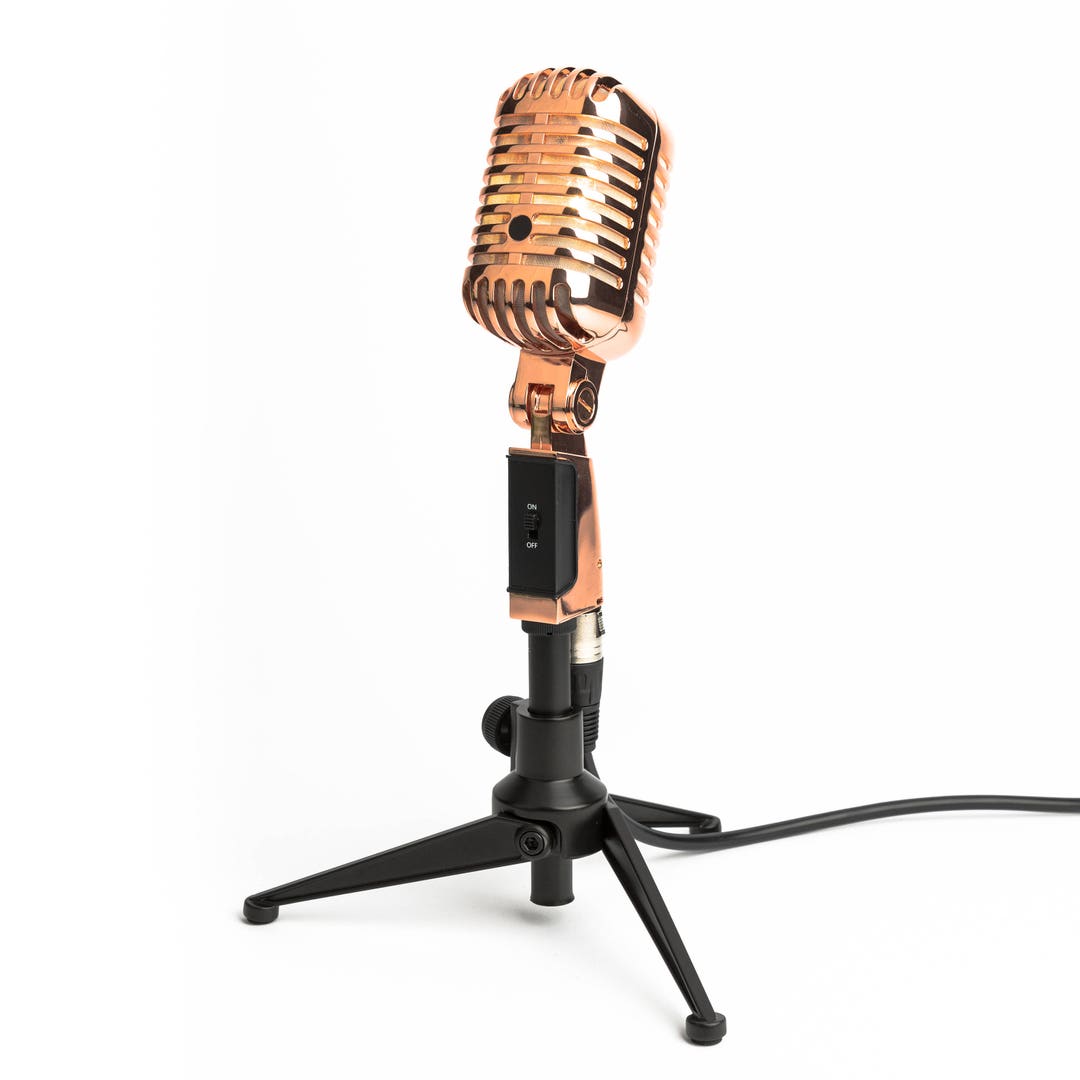 Retro Microphone Lamp - Rose Gold / Urbin Classic / Vinyl / Vintage ...