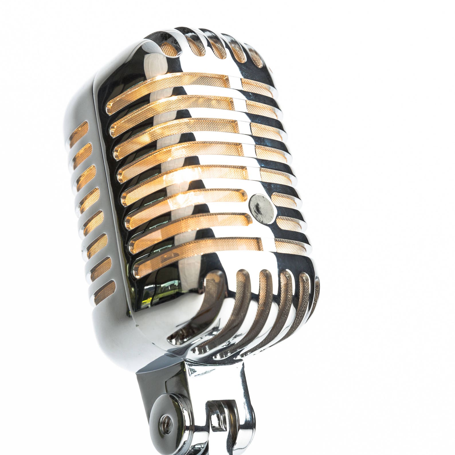 Retro Microphone Lamp Silver / Upcycled / Elvis / Looks Like Shure SH55 ...