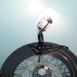 Retro Microphone Desk Lamp - Silver / Upcycled / Elvis / Looks Like ...