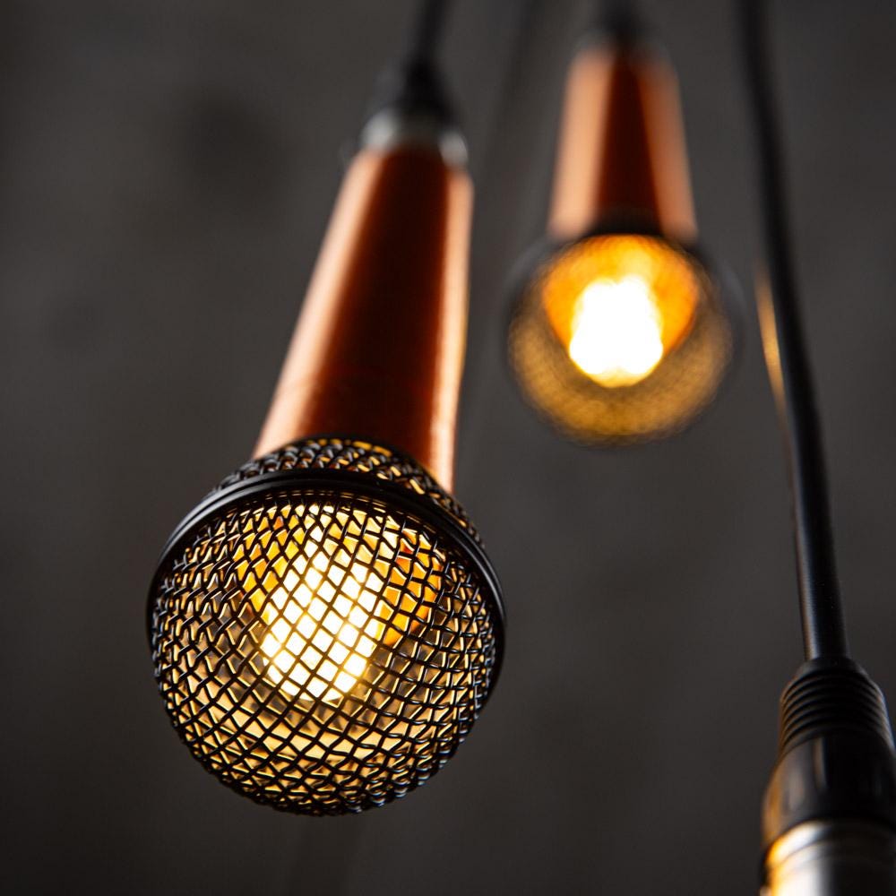 Triple 3d-printed Microphone Pendant Lamp Fixture | Customizable Colors ...