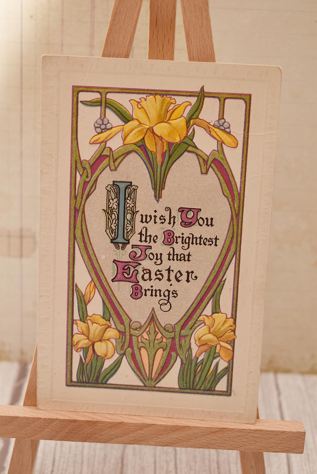 Antique Easter Card Gorgeous Edwardian Easter Post Card With Daffodils ...