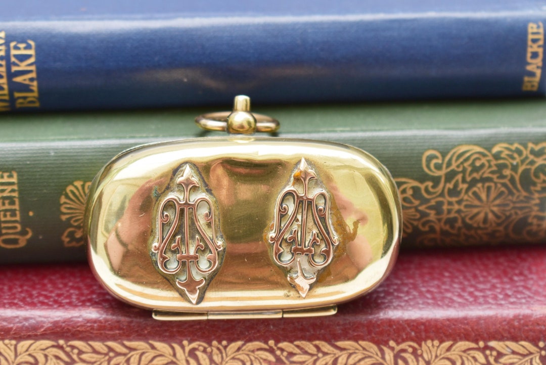Victorian Sovereign Coin Case - Gorgeous Antique Double Brass Case With ...