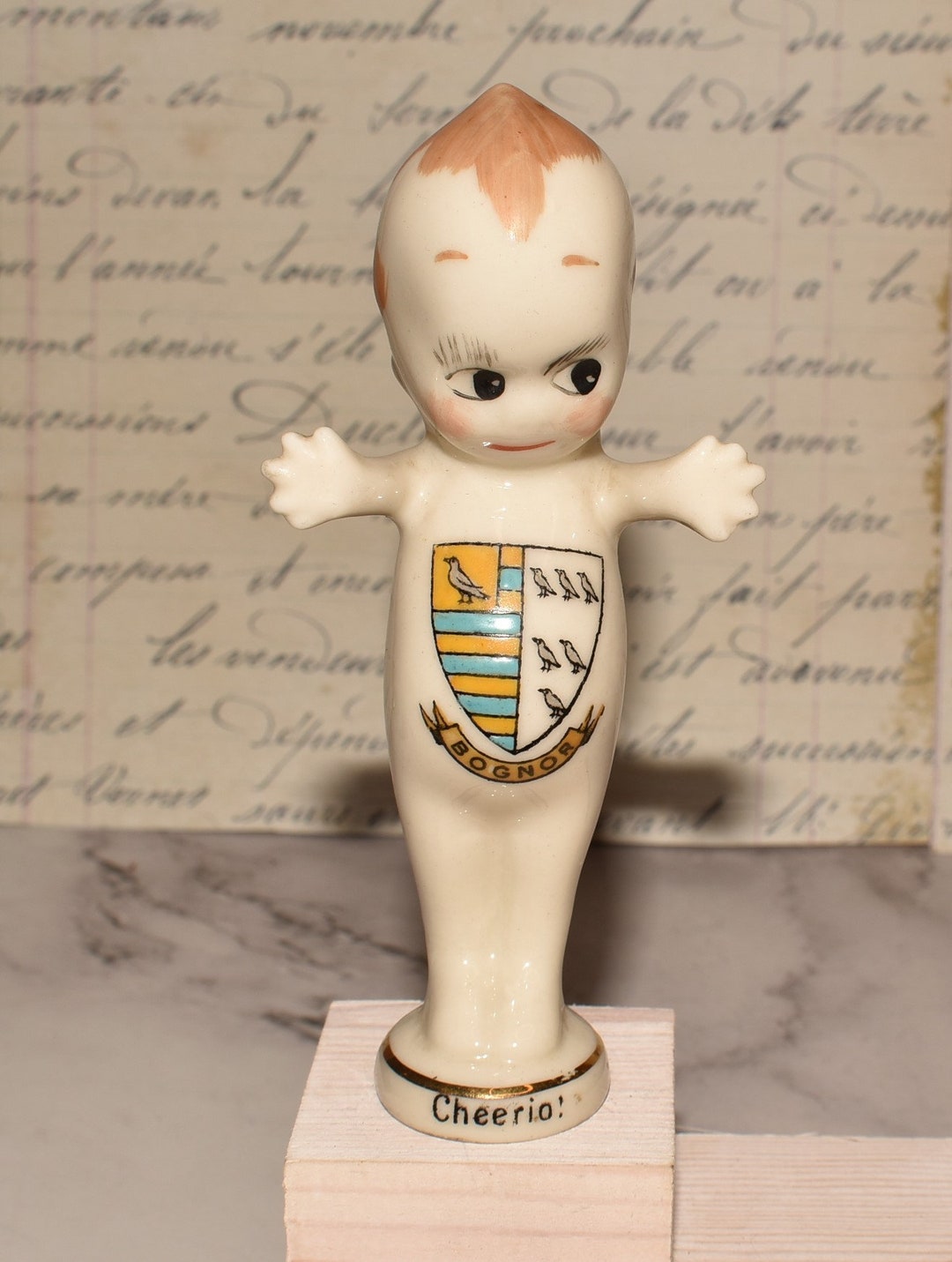 Antique Fums up China Doll: Edwardian Good Luck Charm, Bognor Crest - Etsy