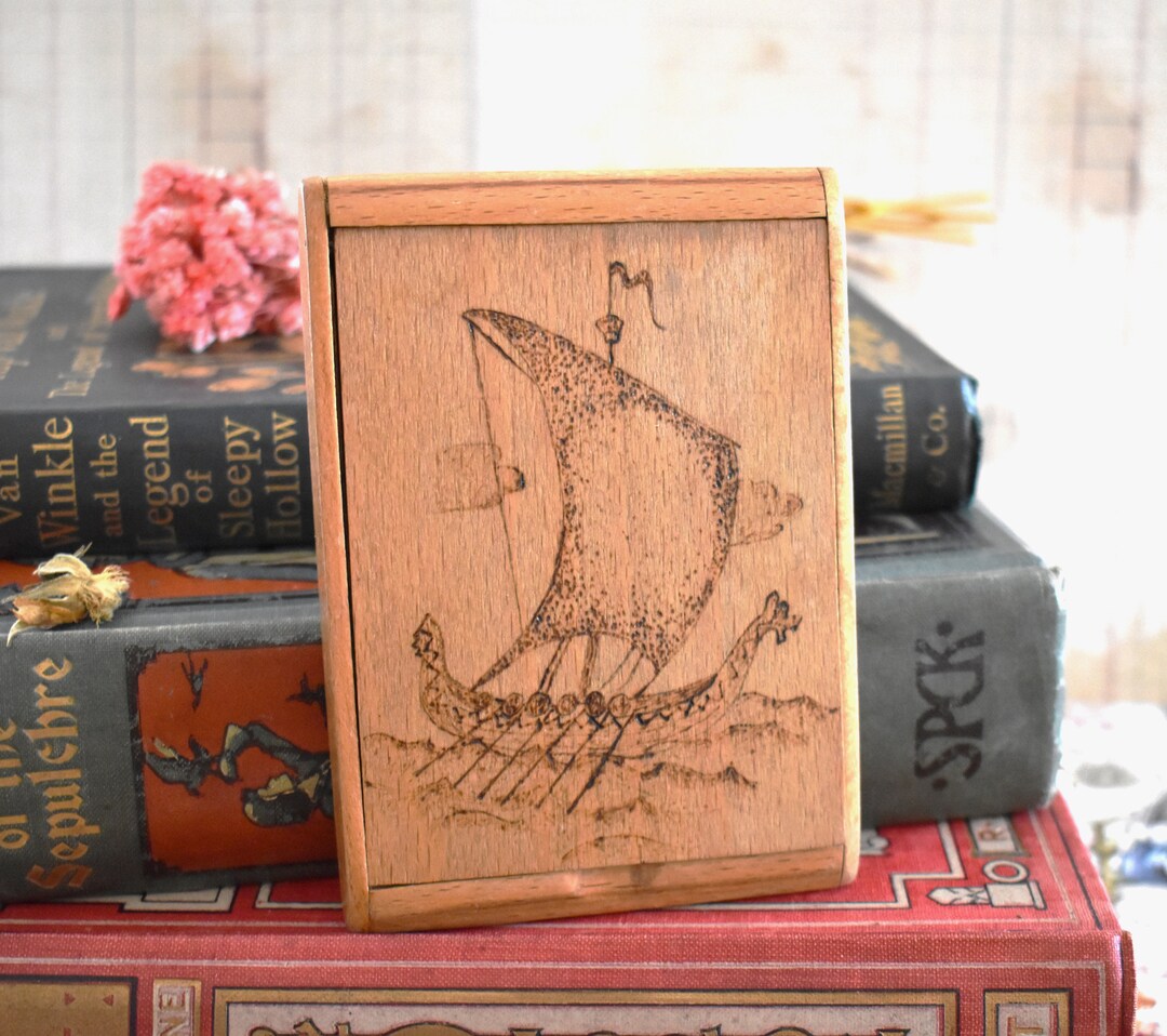 Viking Ship Box - Gorgeous Vintage Wooden Hand Crafted Long Boat ...