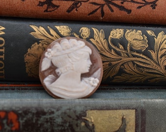 Unusual Cameo to Mount Beautiful Round Carved Shell Panel With Lady ...