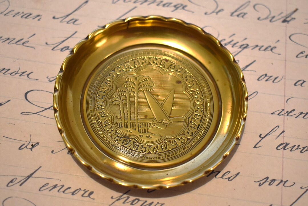 Antique Brass Pin Tray: Egyptian Revival Nile Scene - Etsy