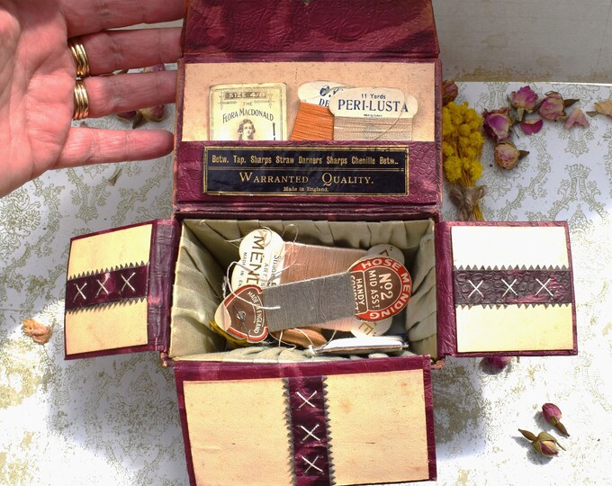 Victorian Sewing Box Gorgeous Original Antique Tea Caddy Design Decorative Etui With Threads ...