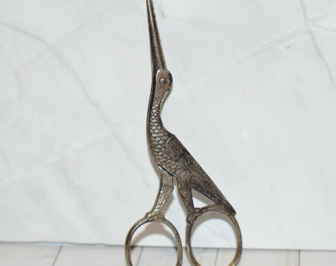 Victorian Stork Sewing Scissors - Beautiful Large Antique Figural ...