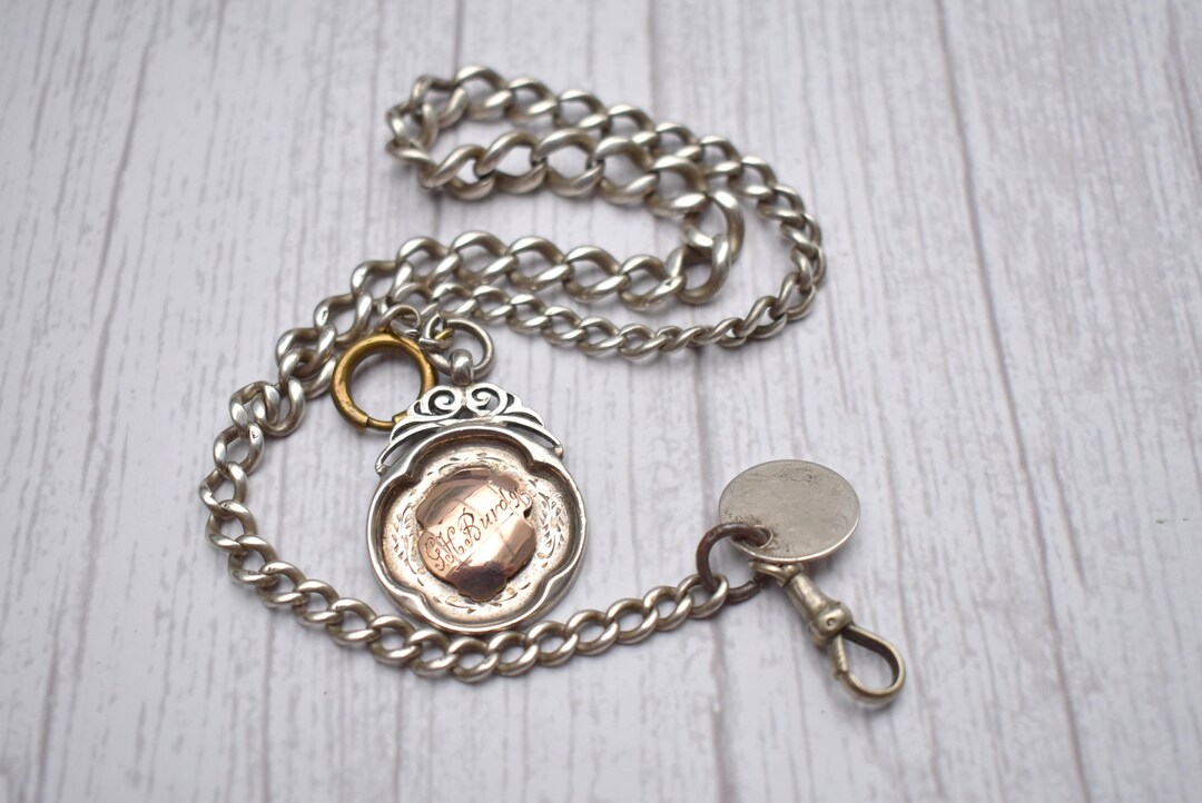 Silver Pocket Watch Chain and Fob - Stunning Every Link Hallmarked ...