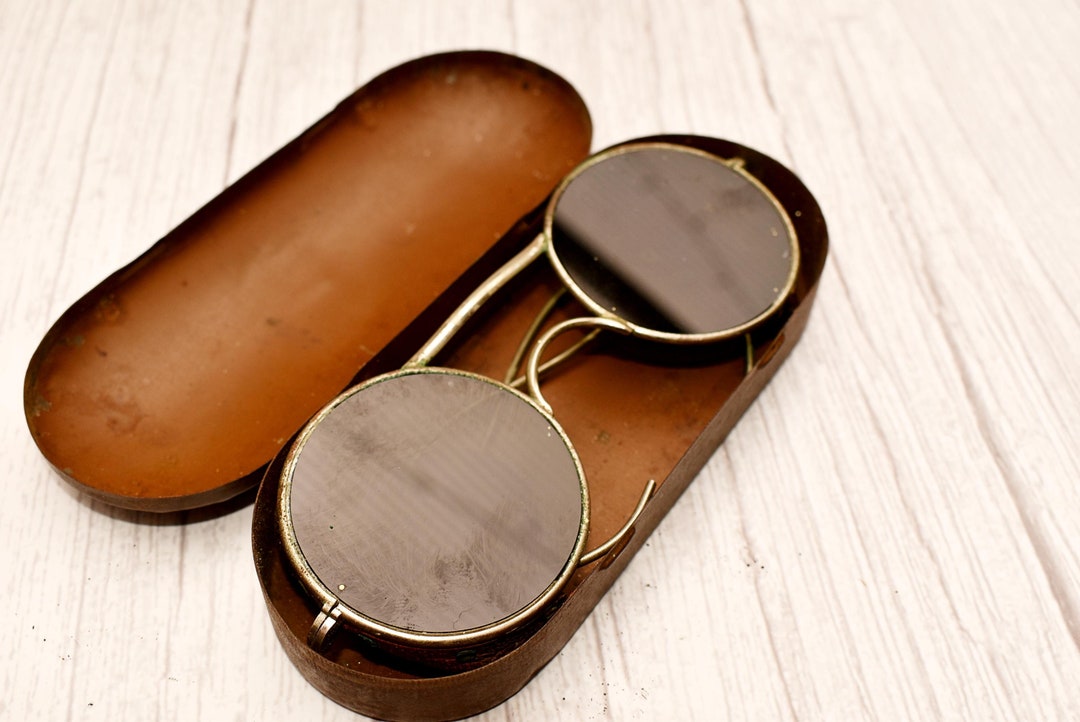 Antique Military Sunglasses Wonderful Cased Tinted Spectacles Army ...