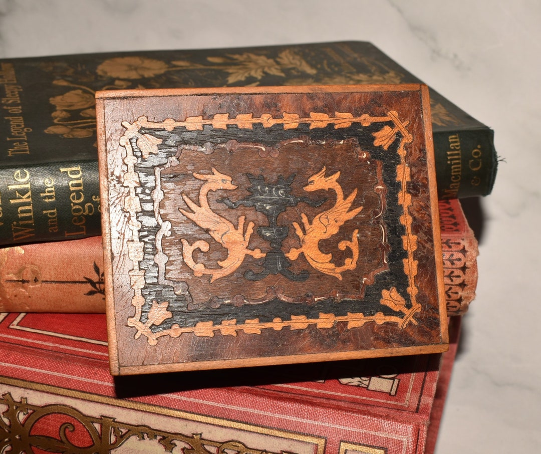 Antique Sorrento Ware - Gorgeous 19th Century Box With Inlaid Dragon ...