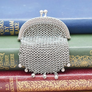 Silver Chain Coin Purse - Beautiful Double Compartment Antique ...