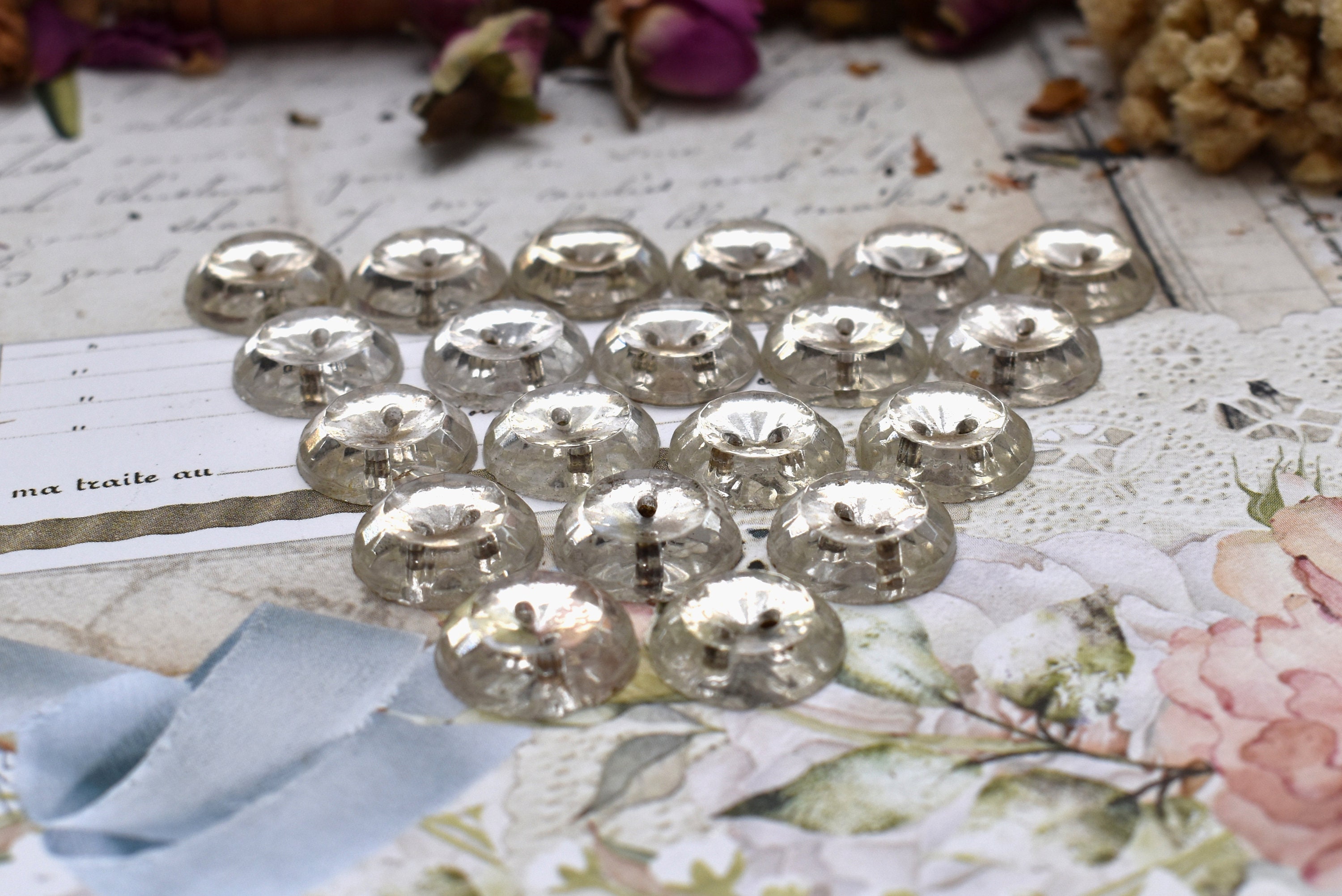 Antique Glass Buttons Gorgeous Gilt Backed Set of 20 - Etsy