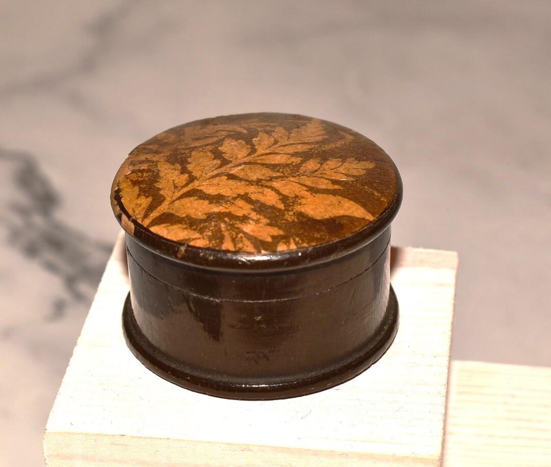 Victorian Mauchline Box - Beautiful Fern Design Rare Lidded Patch Box ...