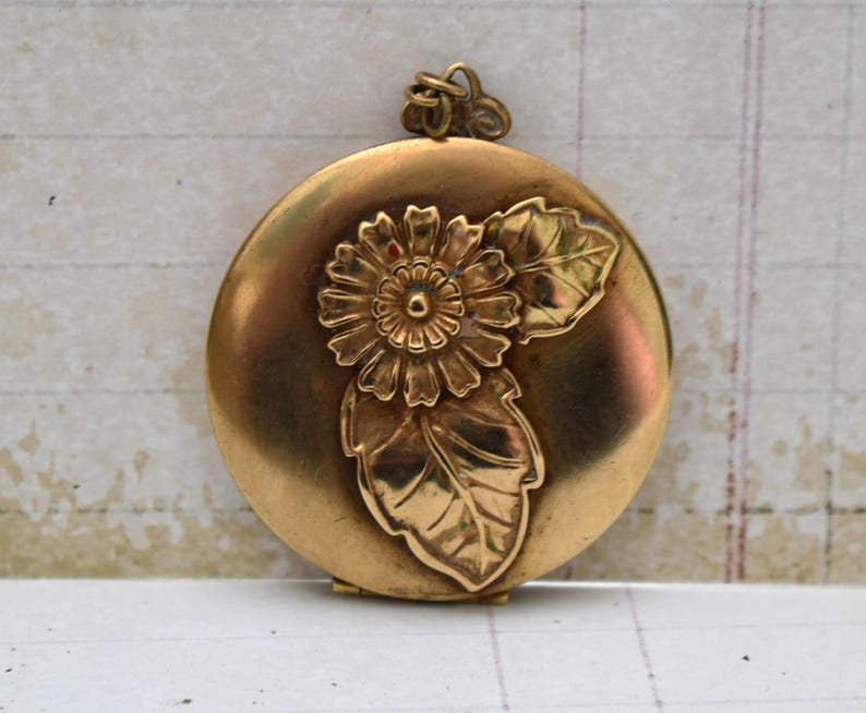 Victorian Floral Locket Gorgeous Applied Unusual Large Flat Locket - Etsy