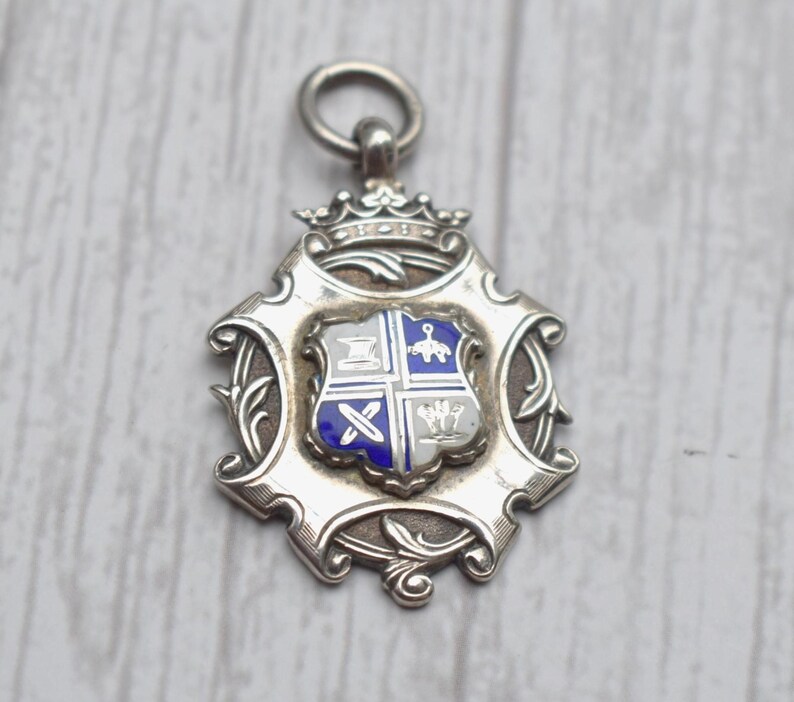 Silver Fob Medal Stunning Hallmarked 1921 Enamel CV Minor League Four ...