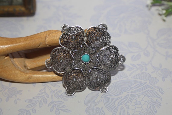 Beautiful Vintage Silver Filigree Wire Work Large Pendant With | Etsy