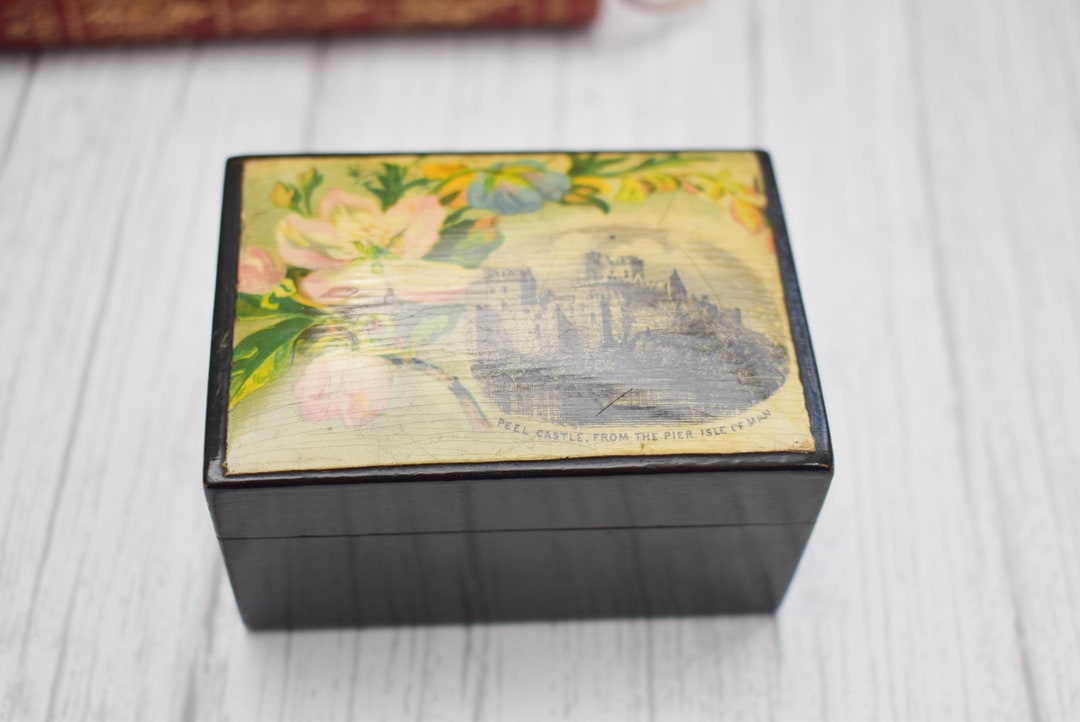 Victorian Black Mauchline Box Gorgeous Isle of Man Clark & Co Sewing ...