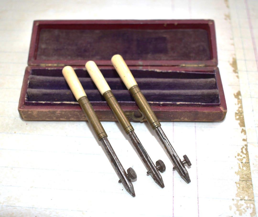 Antique Victorian Technical Drawing Set: Bovine Bone Pencils, Cased - Etsy