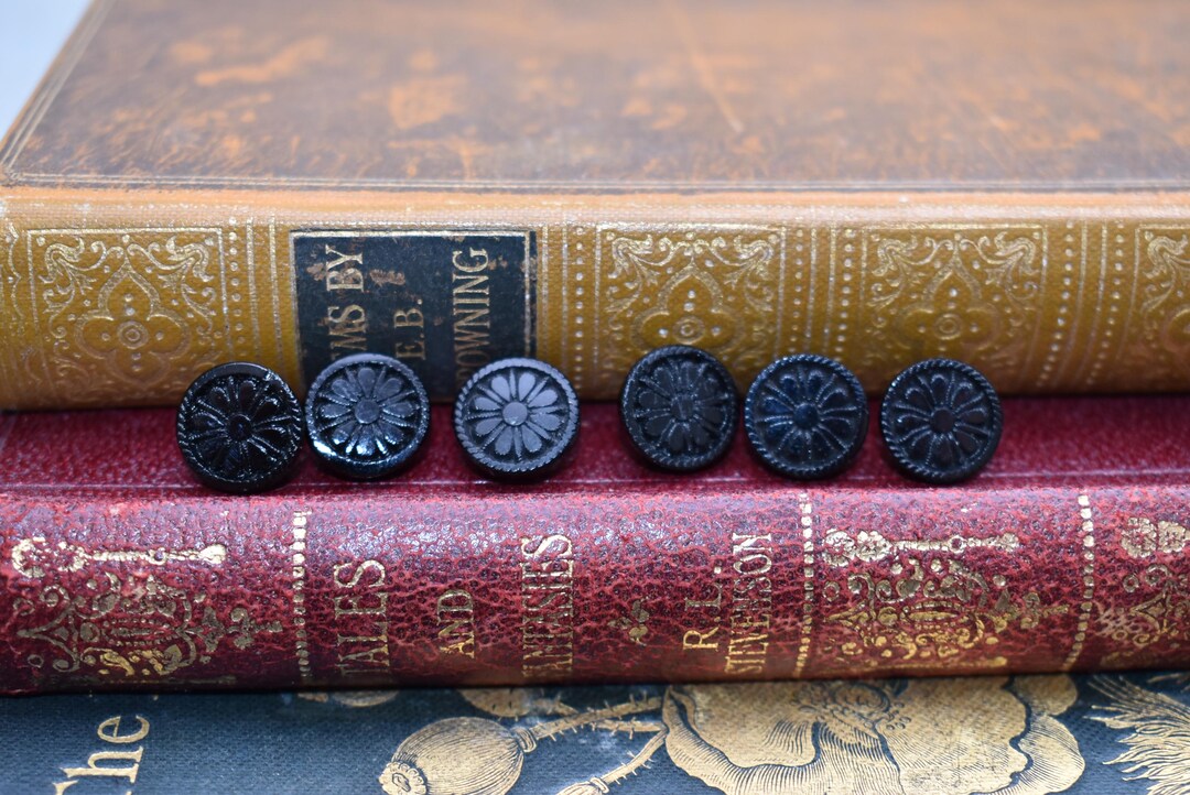 Victorian Glass Buttons - Beautiful Antique Set of Six Decorative ...