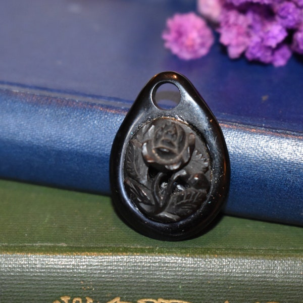 Carved Jet Pendant - Etsy