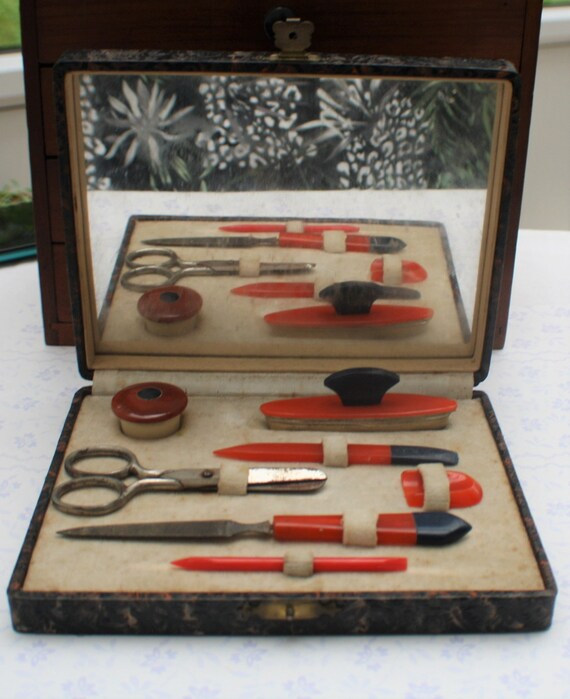 Antique Manicure Set Wonderful Bakelite Art Deco Set With | Etsy