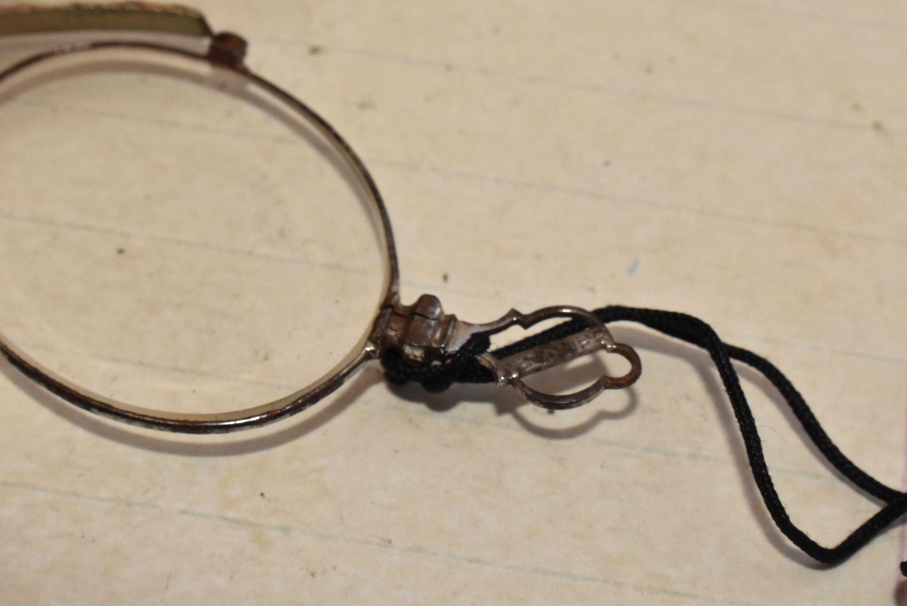 Victorian Pince-nez Glasses -charming Cased Antique Eye Wear With Name ...