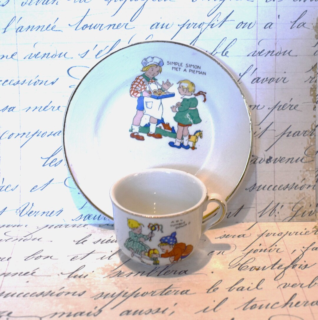 Antique Nursery Cup and Plate Saucer - Gorgeous Nursery Rhyme ...